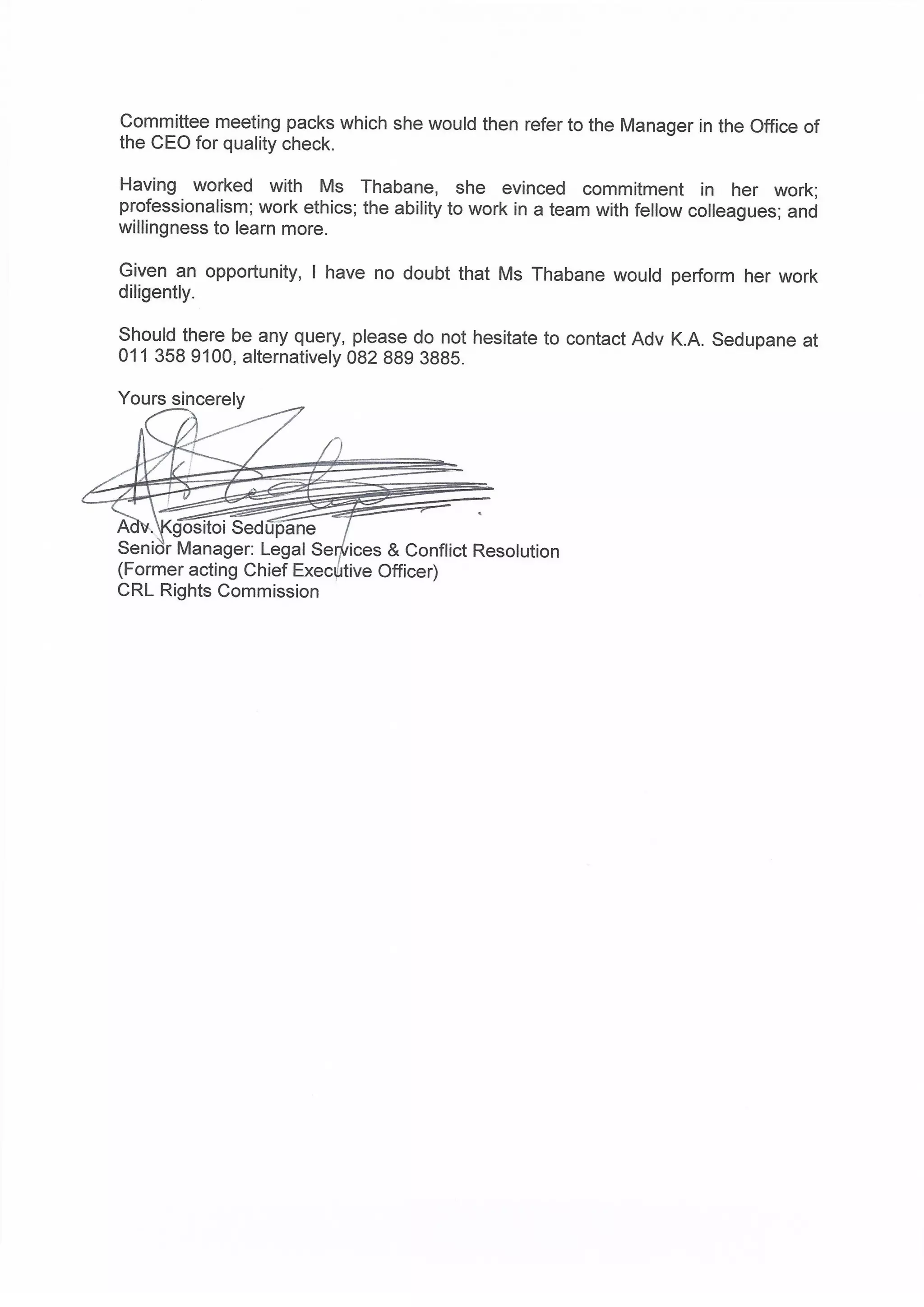 CRL Rights Commission Reference Letter | PDF