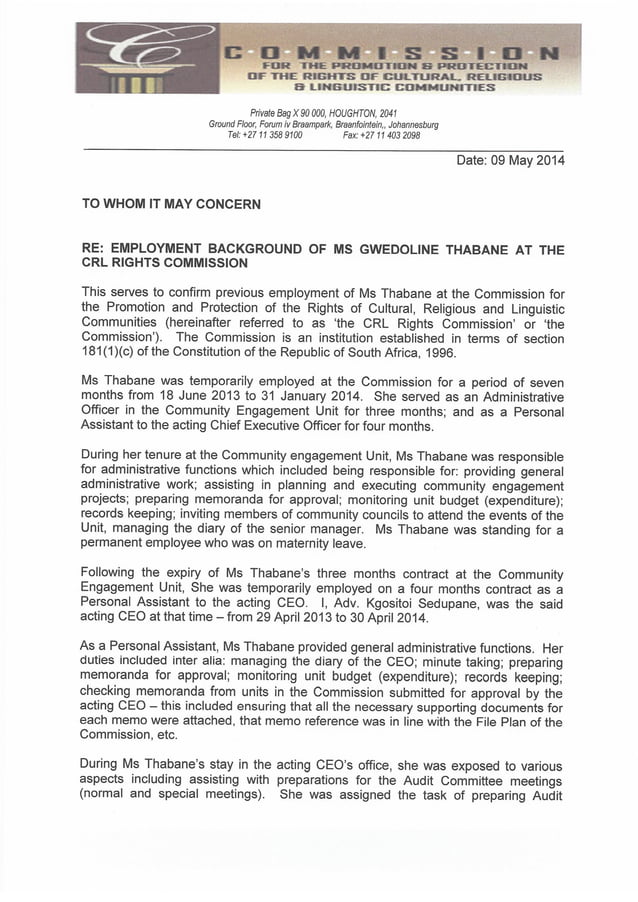 CRL Rights Commission Reference Letter | PDF