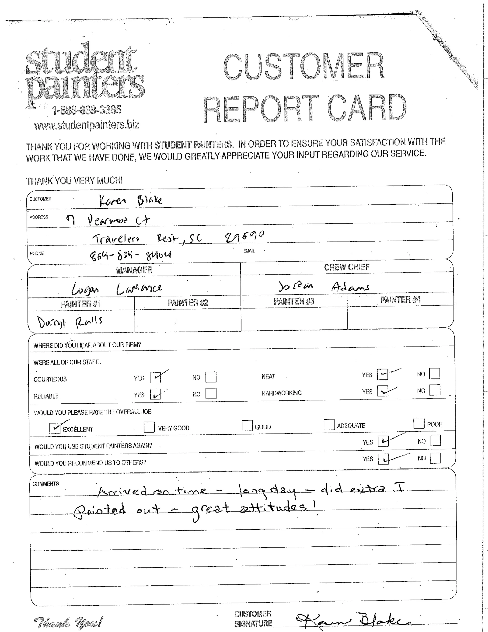 Customer Report Card | PDF