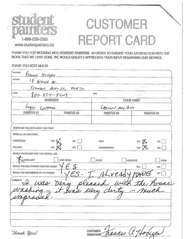 Customer Report Card | PDF