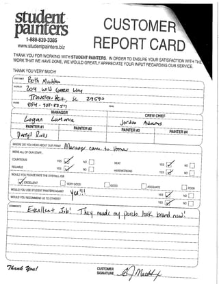 Customer Report Card | PDF