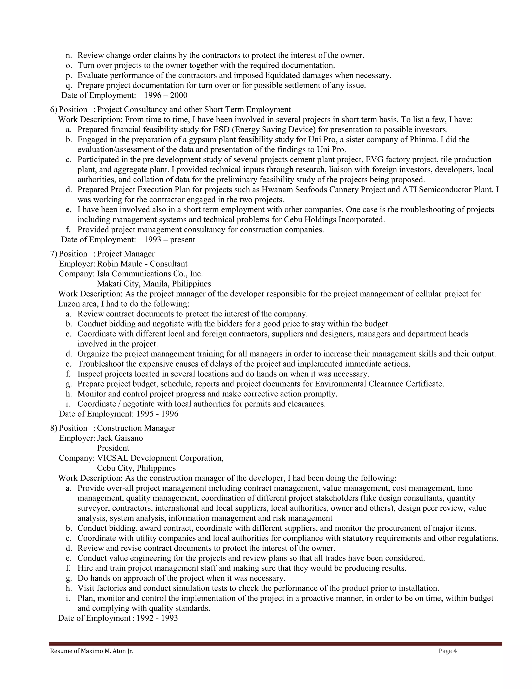 Resume of Maximo M. Aton Jr. 160508 | PDF
