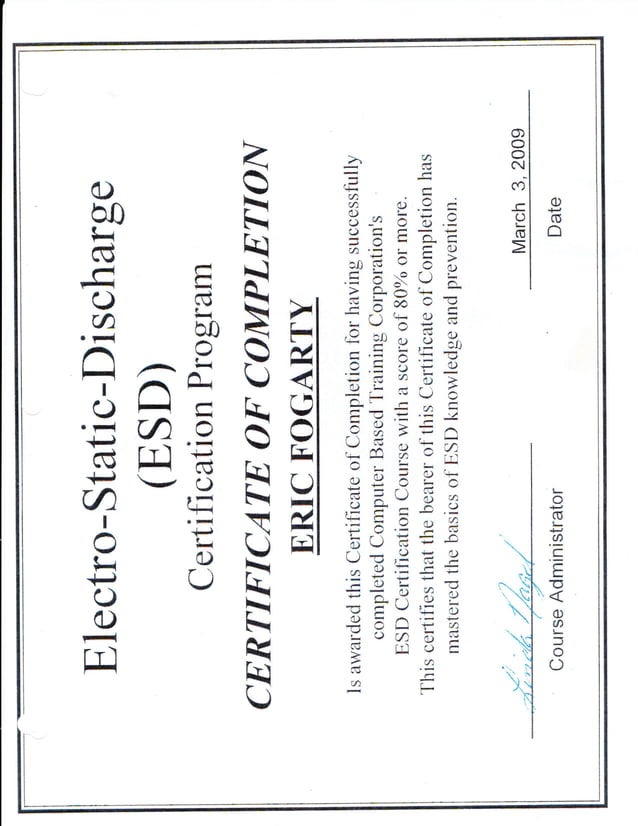 ESD CERTIFICATE | PDF