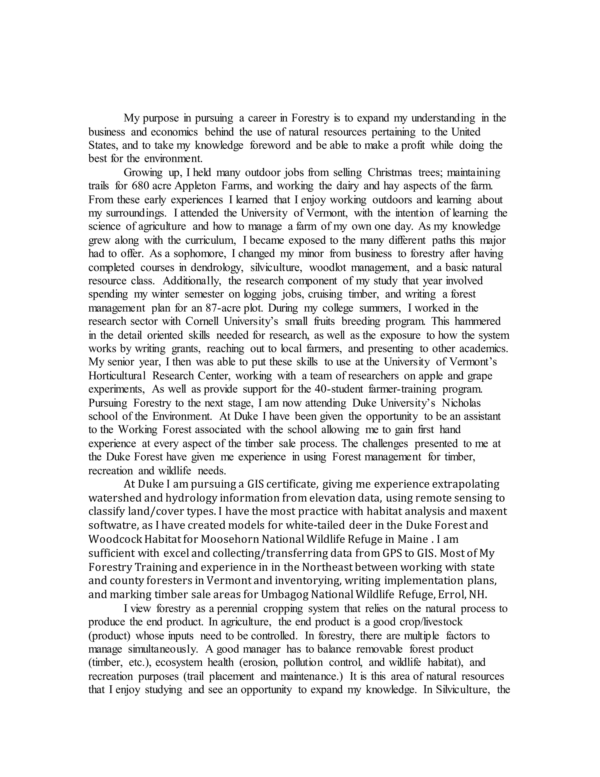 Personal statement Forestry | DOCX