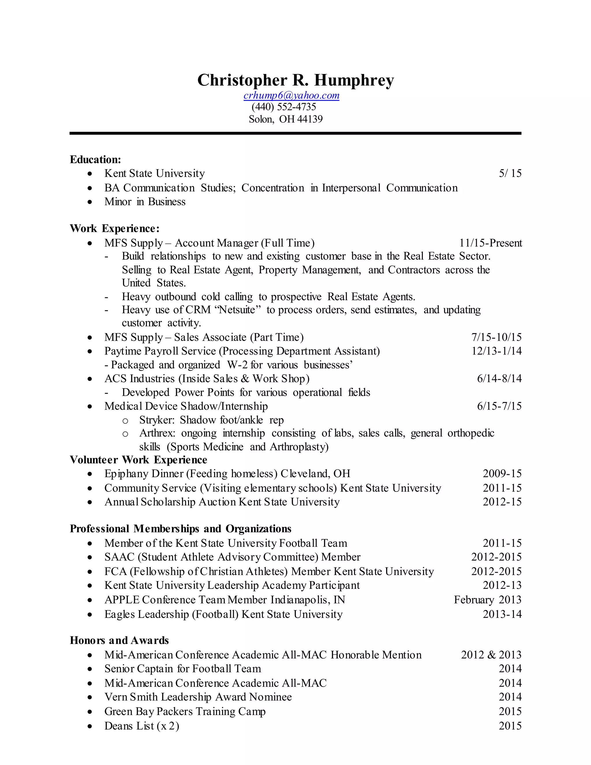 Humphrey Resume 2016 | DOCX