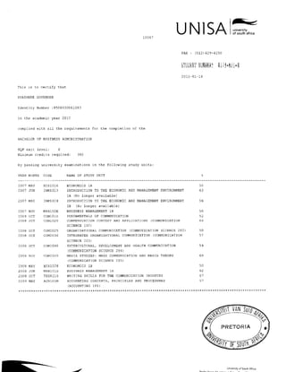 unisa - certification | PDF