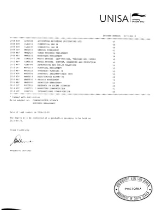unisa - certification | PDF