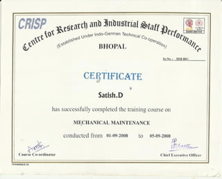 CRISP Maintenanace qualified certificate | PDF