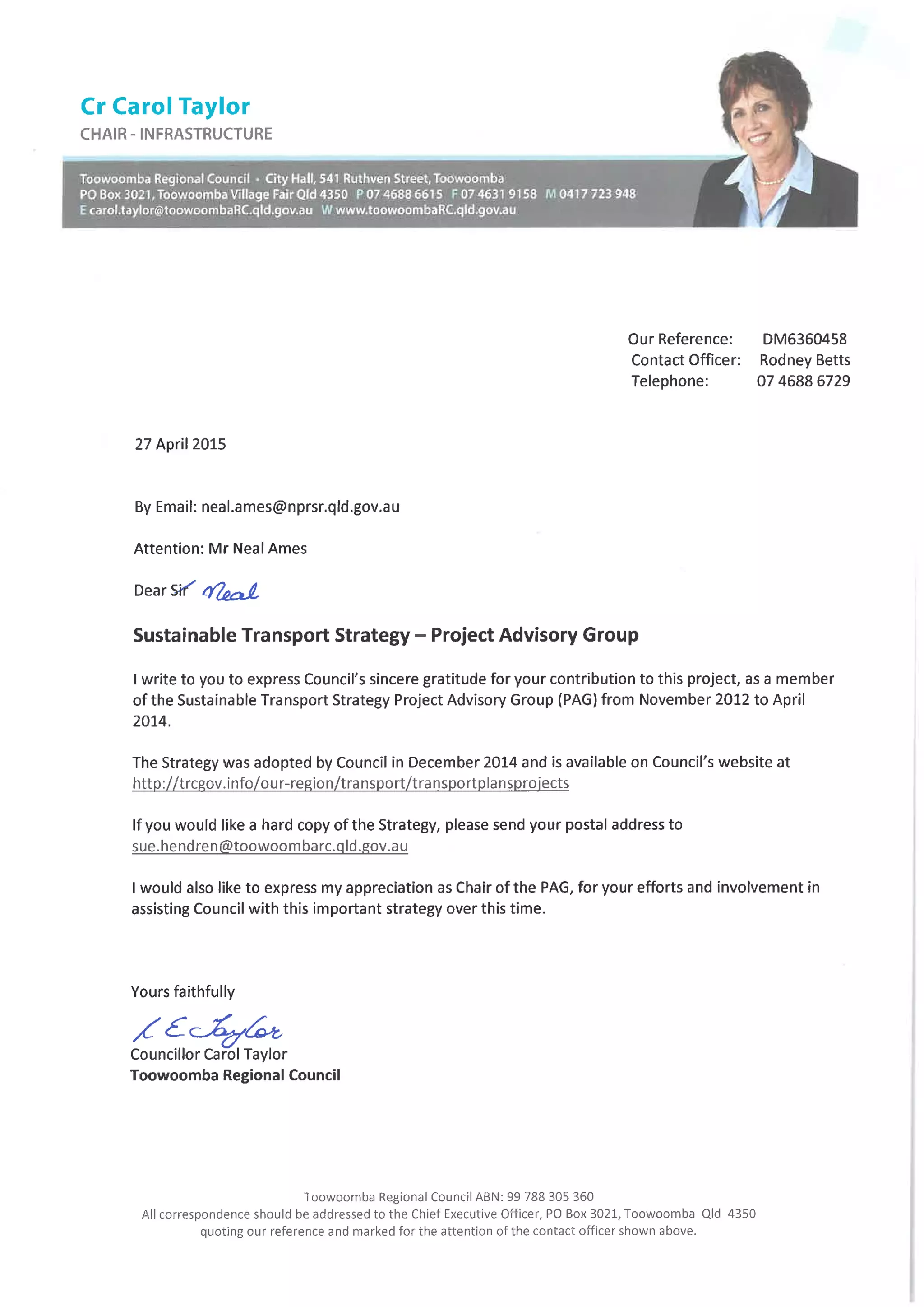 Toowoomba Regional Council Sustainable Transport Project Advisory Group ...