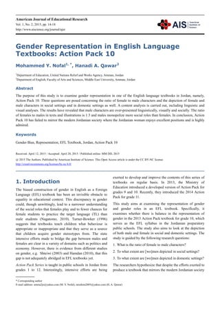 Gender Representation in English Language Textbooks Action Pack 10 | PDF