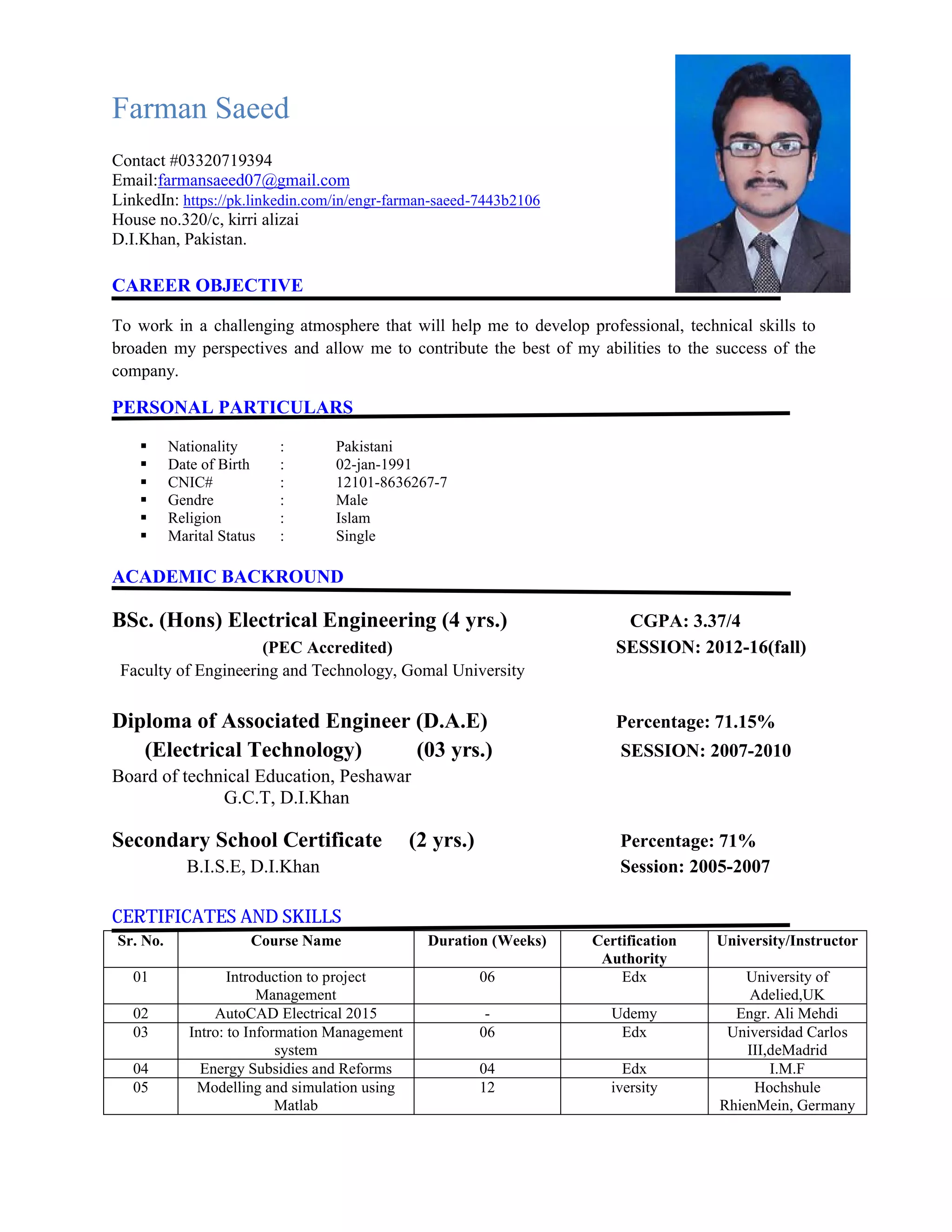 cv Farman Awan | PDF