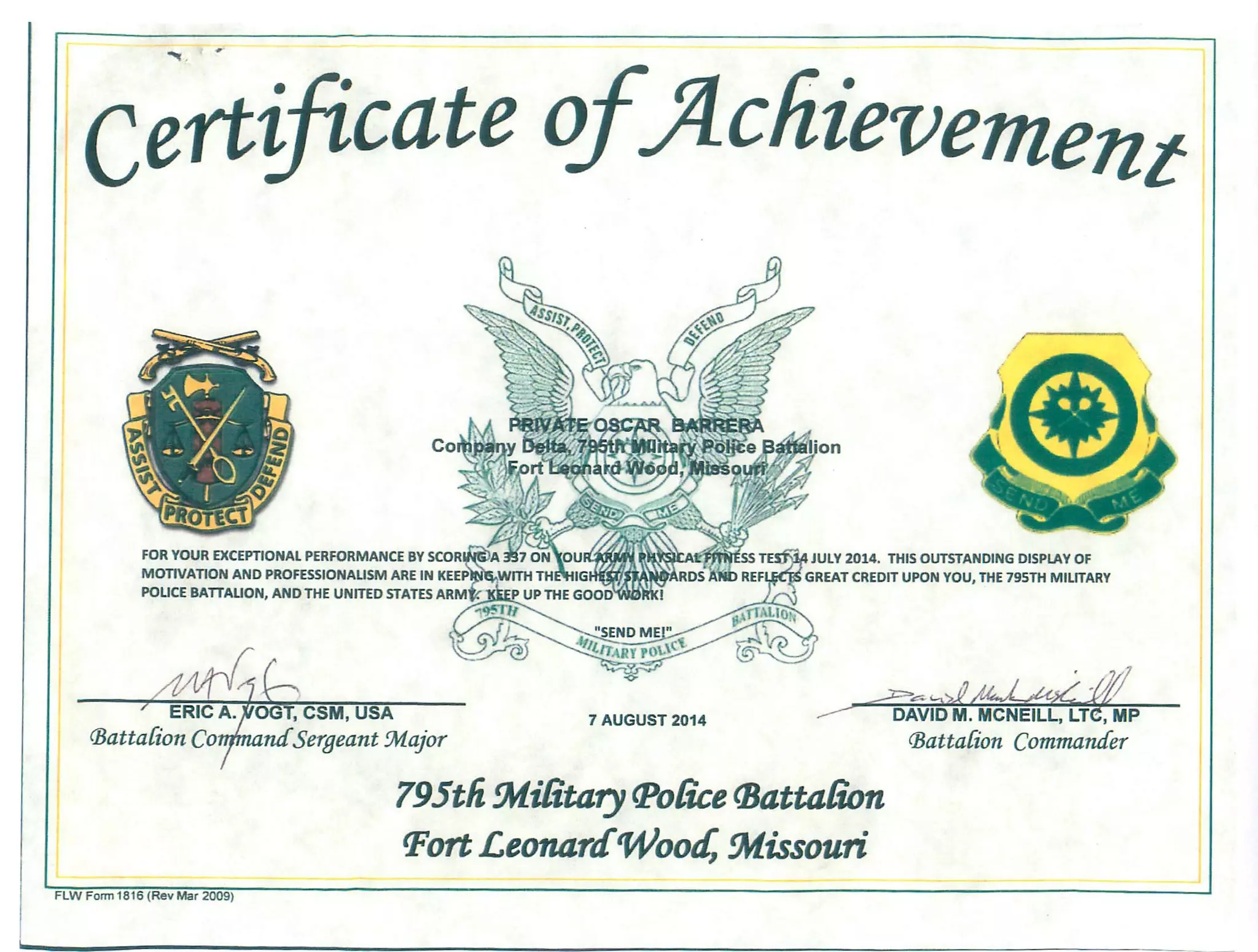 Army Certificate of Achievement | PDF