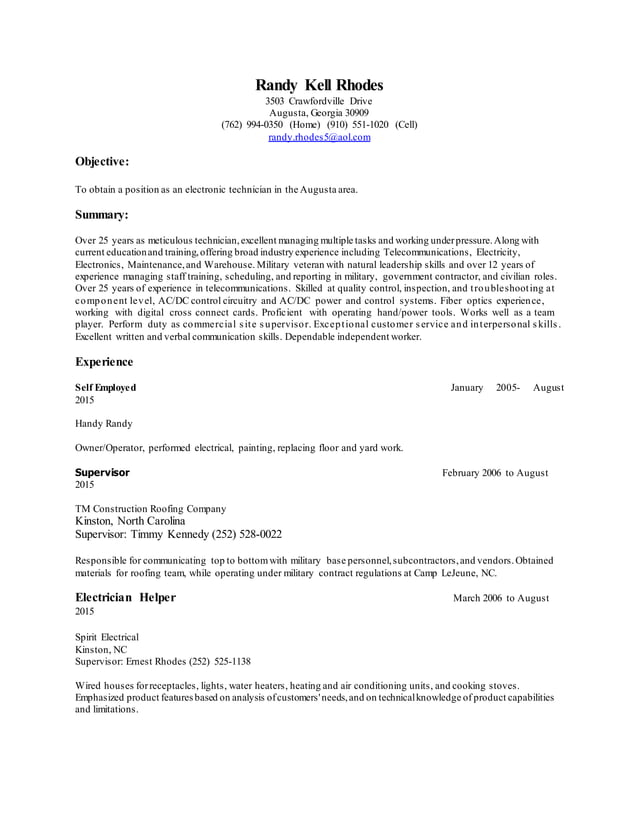 Randy's Resume- revised | DOCX | Defense Industry | Industries