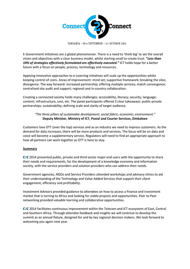 C2C 2014 Summit Review | PDF