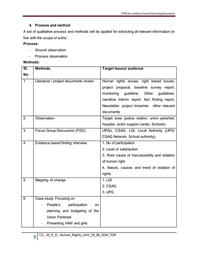 TOR for evidence based learning documents (2nd version) | DOCX