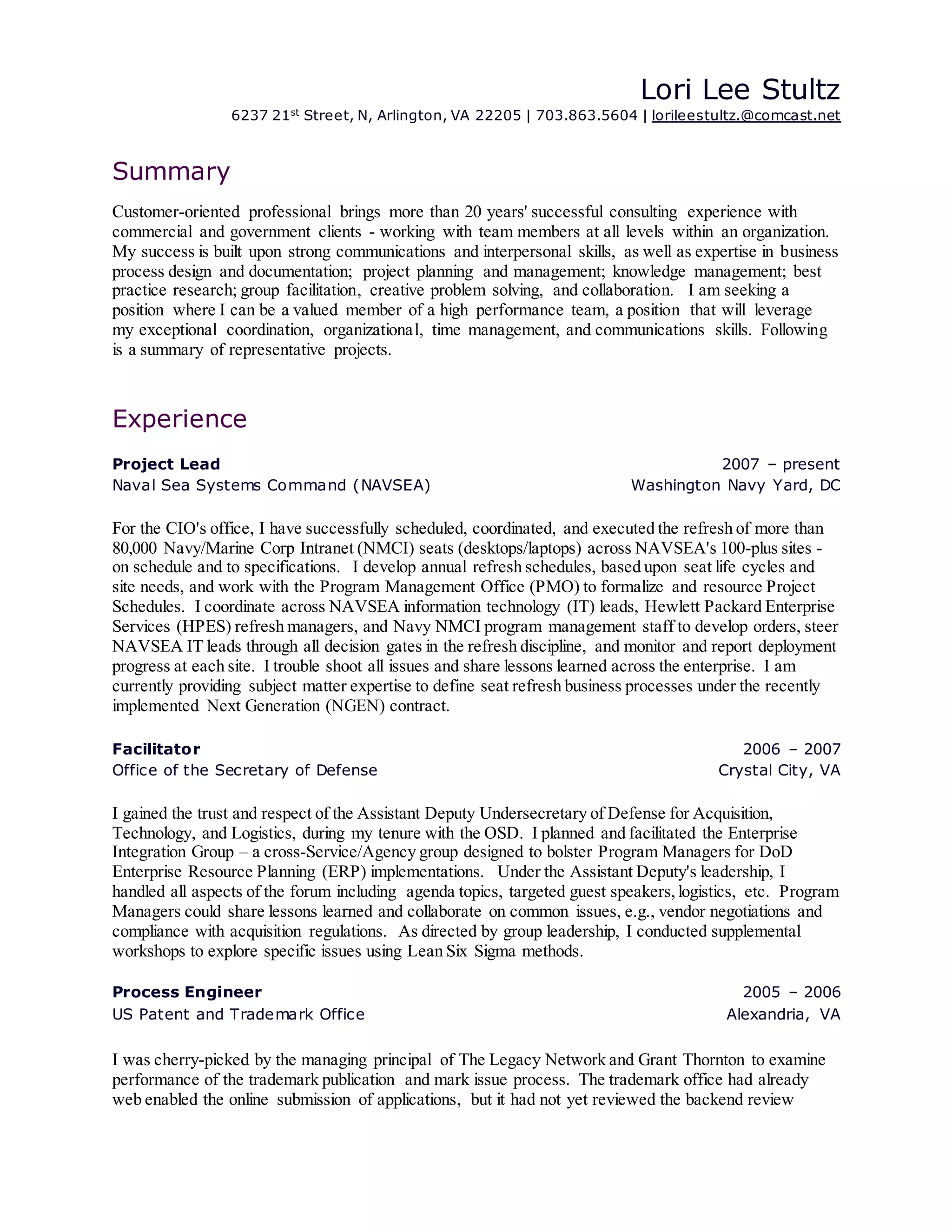 Lori Lee Stultz Resume (January 2016) | DOCX