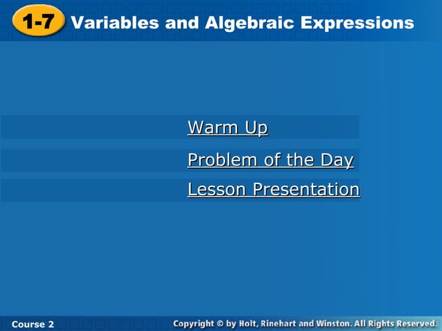 Variable and Algebraic Expressions | PPT