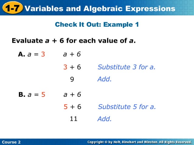 Variable and Algebraic Expressions | PPT