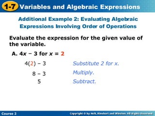 Variable and Algebraic Expressions | PPT