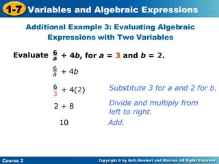 Variable and Algebraic Expressions | PPT
