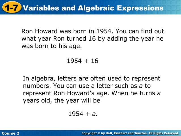 Variable and Algebraic Expressions | PPT