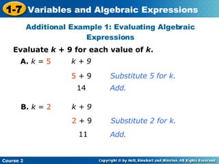 Variable and Algebraic Expressions | PPT