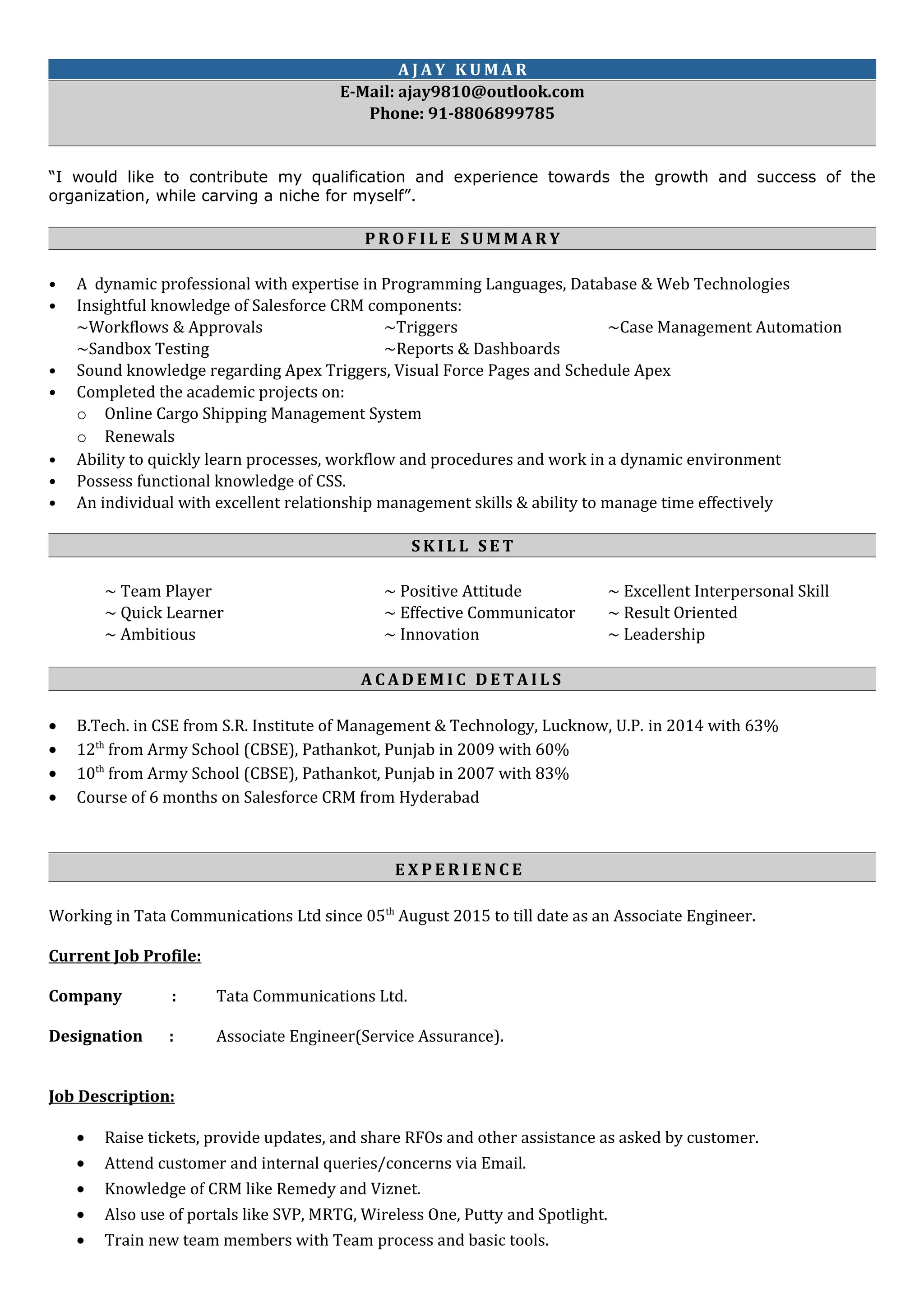 AjayKumar Resume | DOC