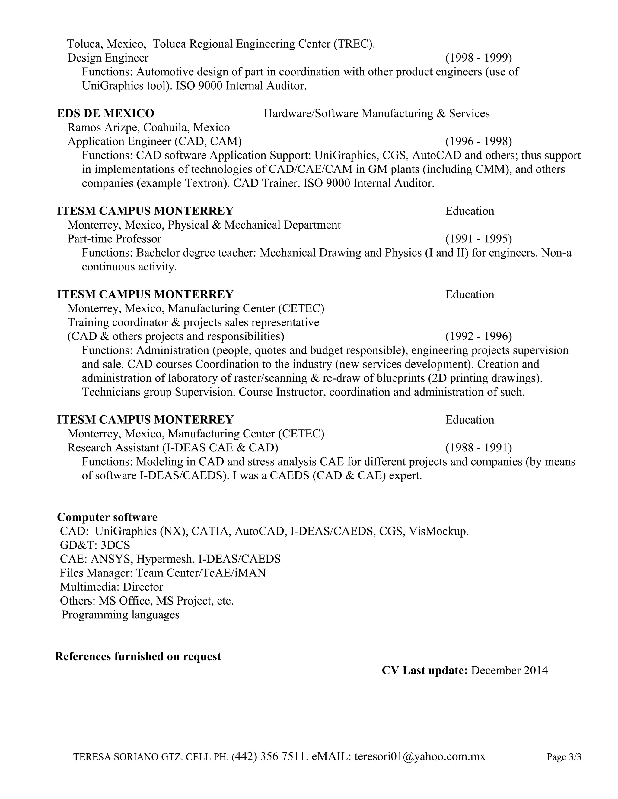 Teresa Soriano ENGLISH CV Dec 2014 for USA | DOC