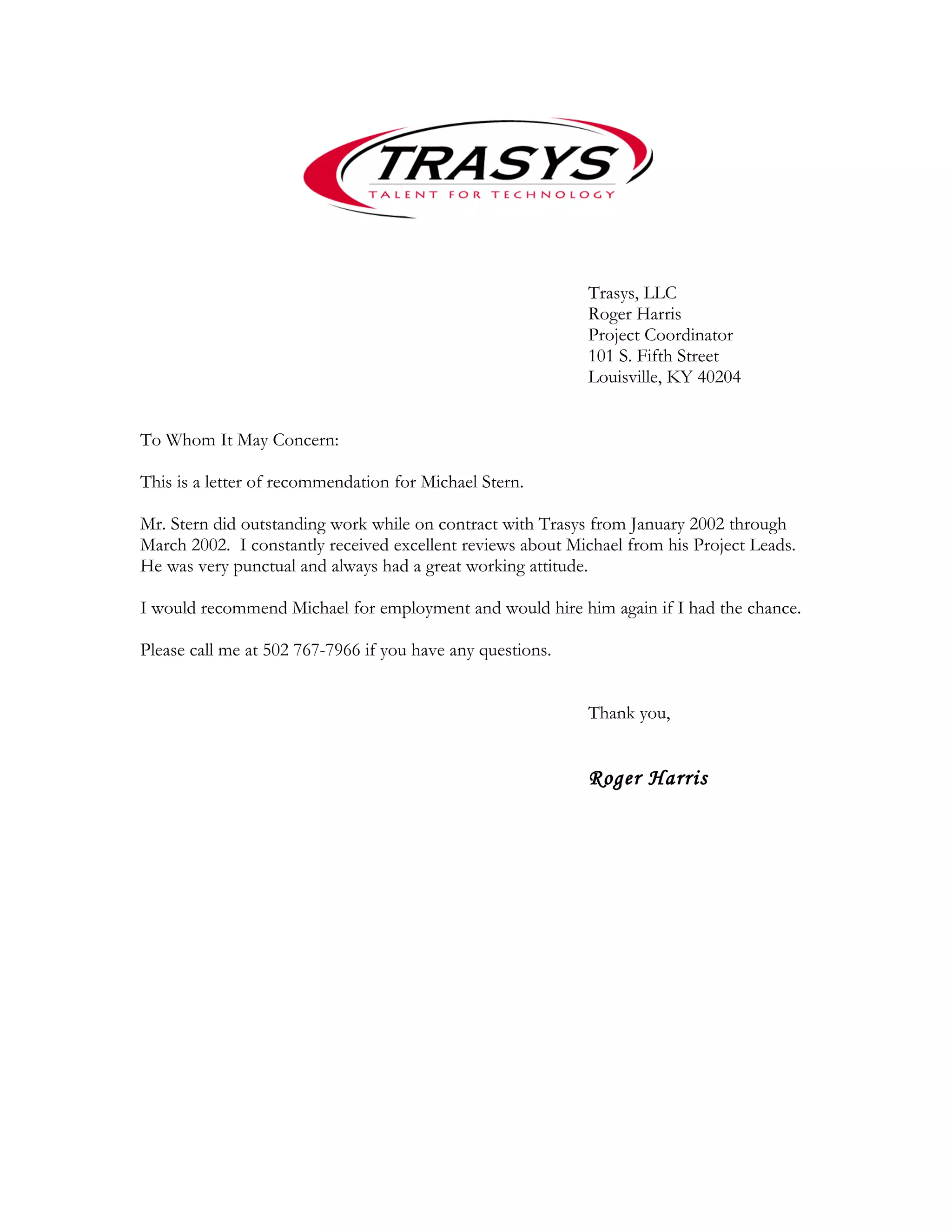 LetterofRec[1]....MichaelStern | PDF