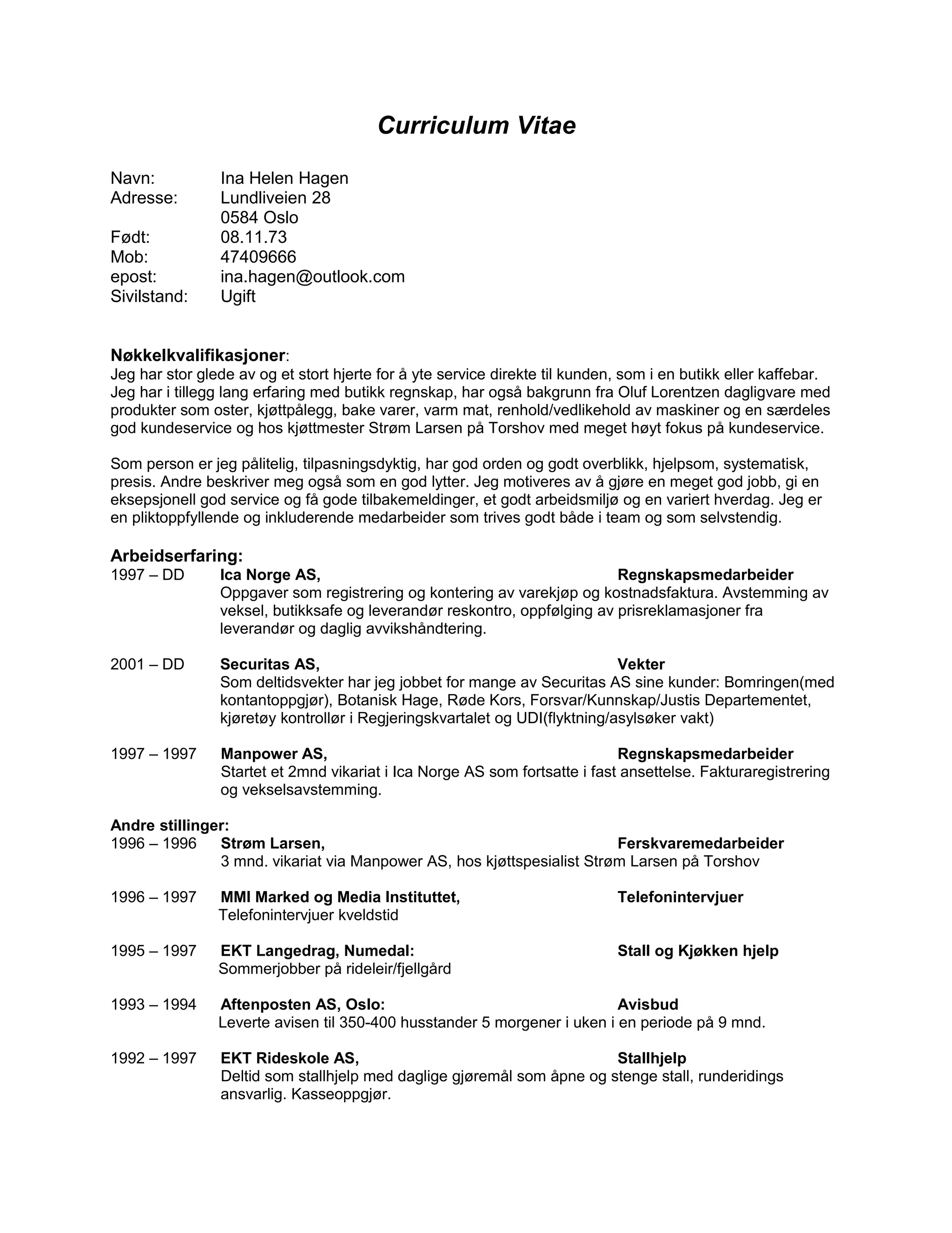 Curriculum Vitae Ina Hagen | PDF