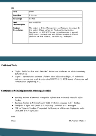 Prashant Rathod Resume | DOCX | Computer Software and Applications | Computing