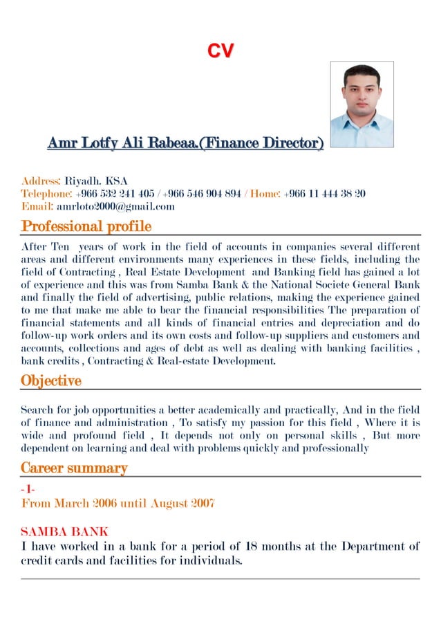 Amr Lotfy CV 2016 | PDF | Business Accounting & Finance | Business