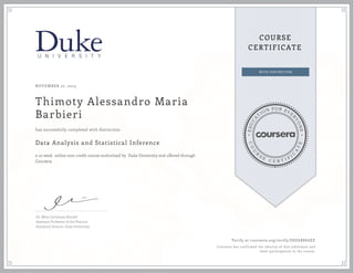 Coursera statistics 2015 | PDF