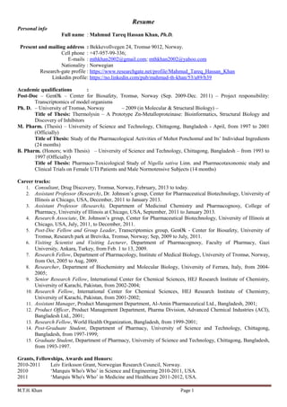 MTH Khan CV-Detailed Oct10-2015 | PDF