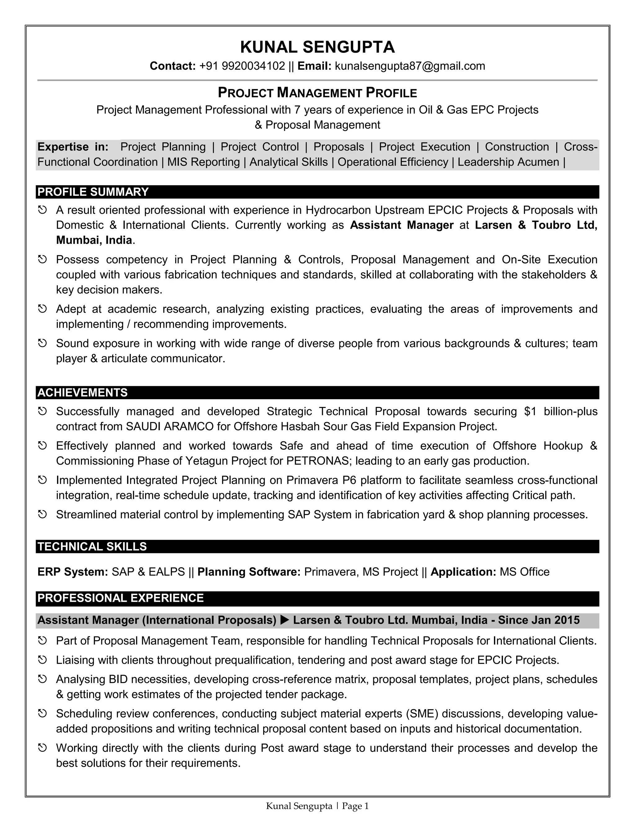 Kunal Sengupta_CV | PDF