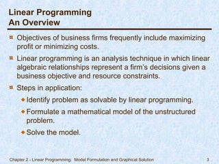 Linear Programming - Model formulation and Graphical Solution | PPT