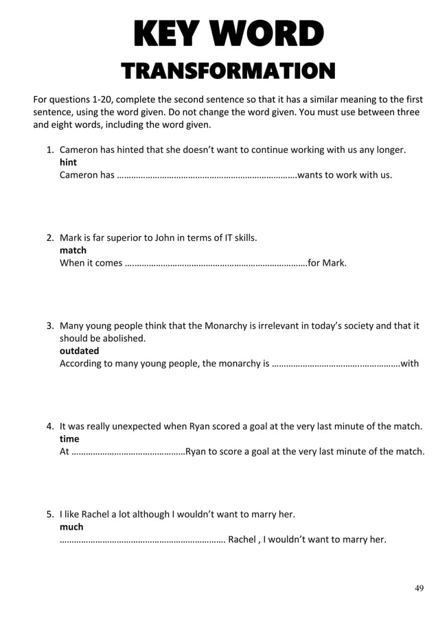 C2 Proficiency - Key Word Transformation Made Easy | PDF
