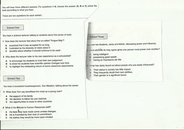 C2 listening 6 questions 3 short extracts | PDF