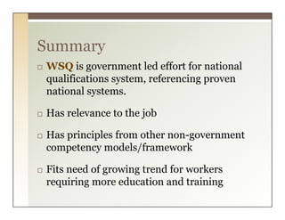 Leveraging WSQ for Competency Based Training & Assessments | PDF