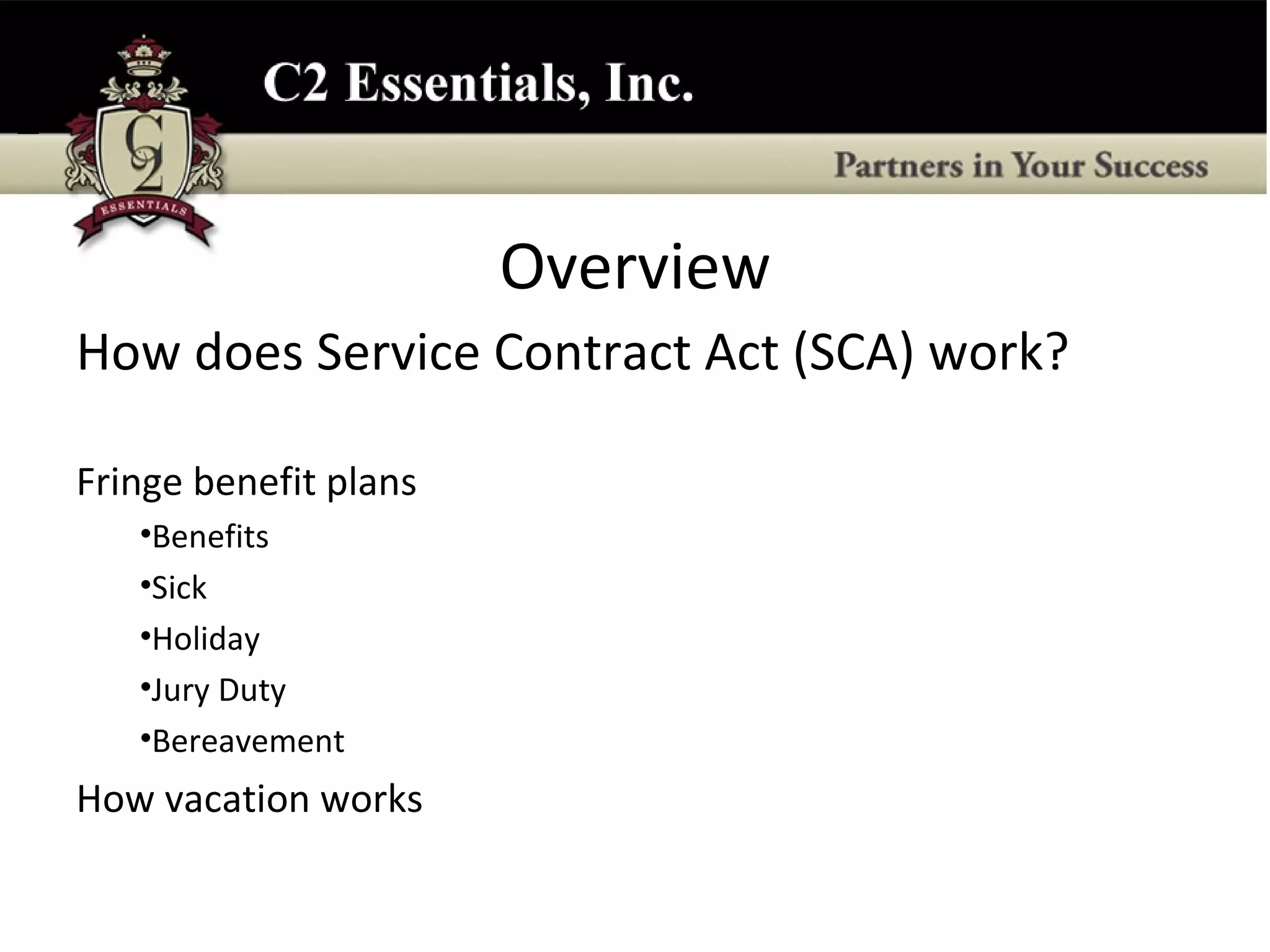 McNamara-O'Hara Service Contract Act Compliance Overview | PPT