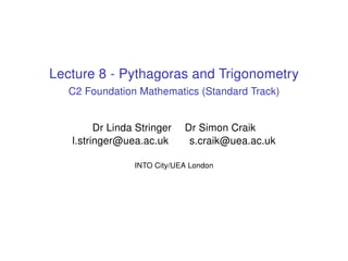 C2 st lecture 8 pythagoras and trigonometry handout | PDF