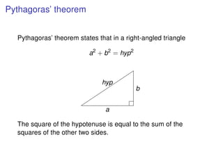 C2 st lecture 8 pythagoras and trigonometry handout | PDF