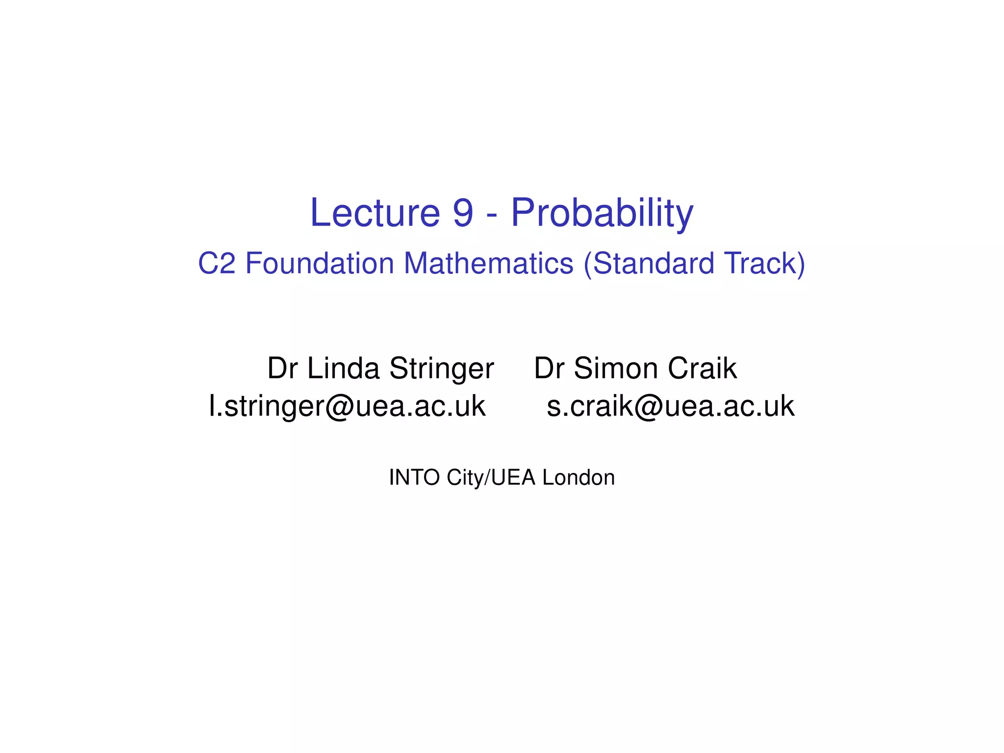C2 st lecture 9 probability handout | PPT
