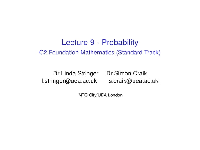 C2 st lecture 9 probability handout | PPT