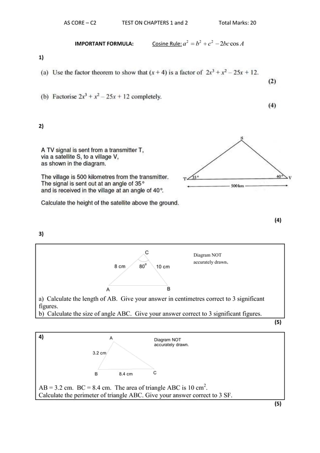 C2 test chap 1 and 2 | DOCX | Physics | Science