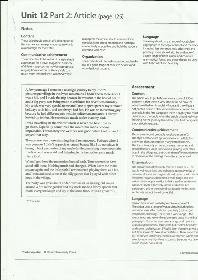 C2 writing samples for proficiency assessment