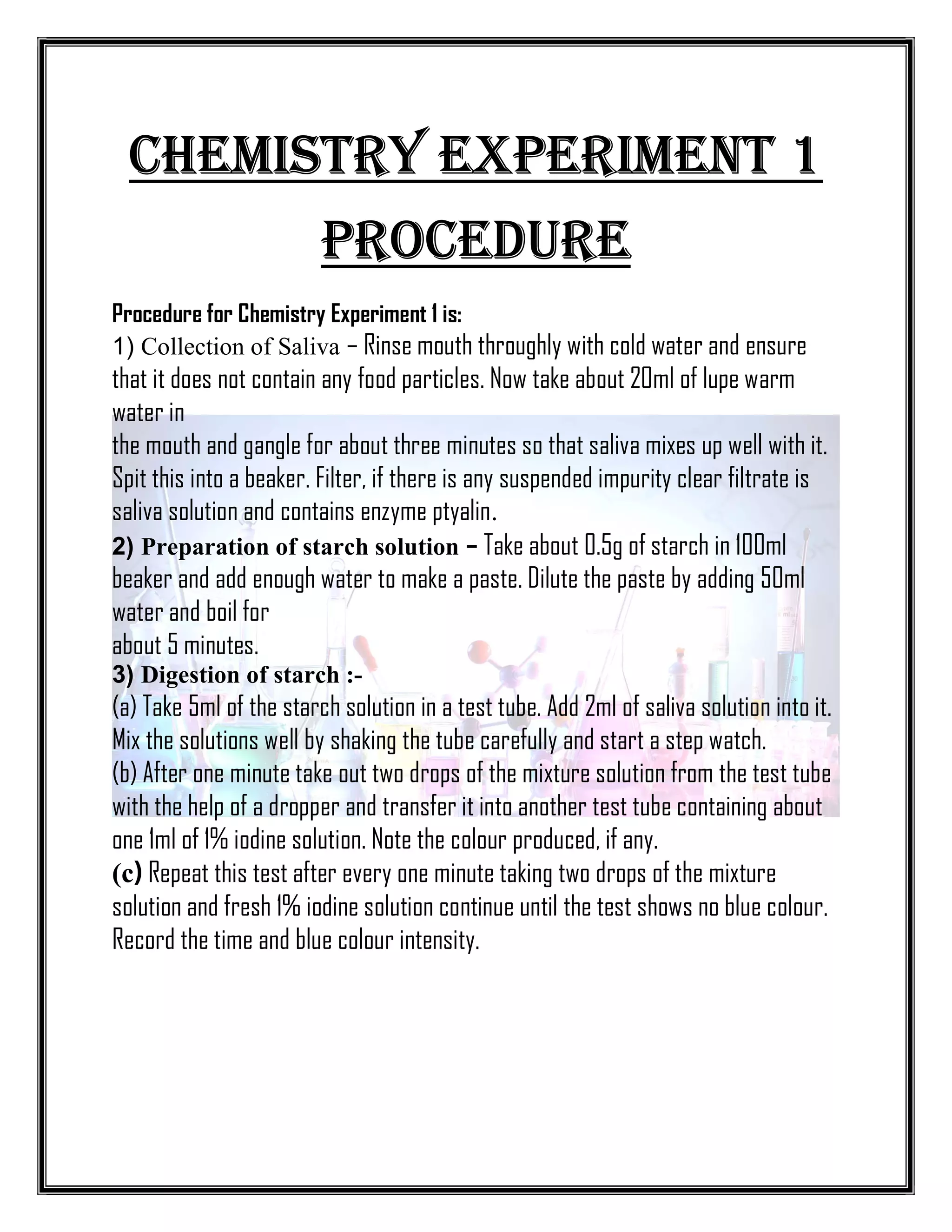 Chemistry investigatory project | PDF