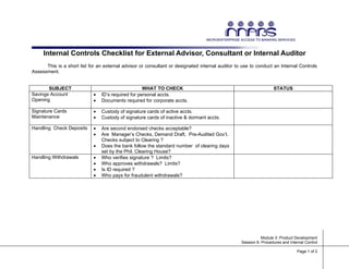 C3 Internal Control Checklist External | PPT
