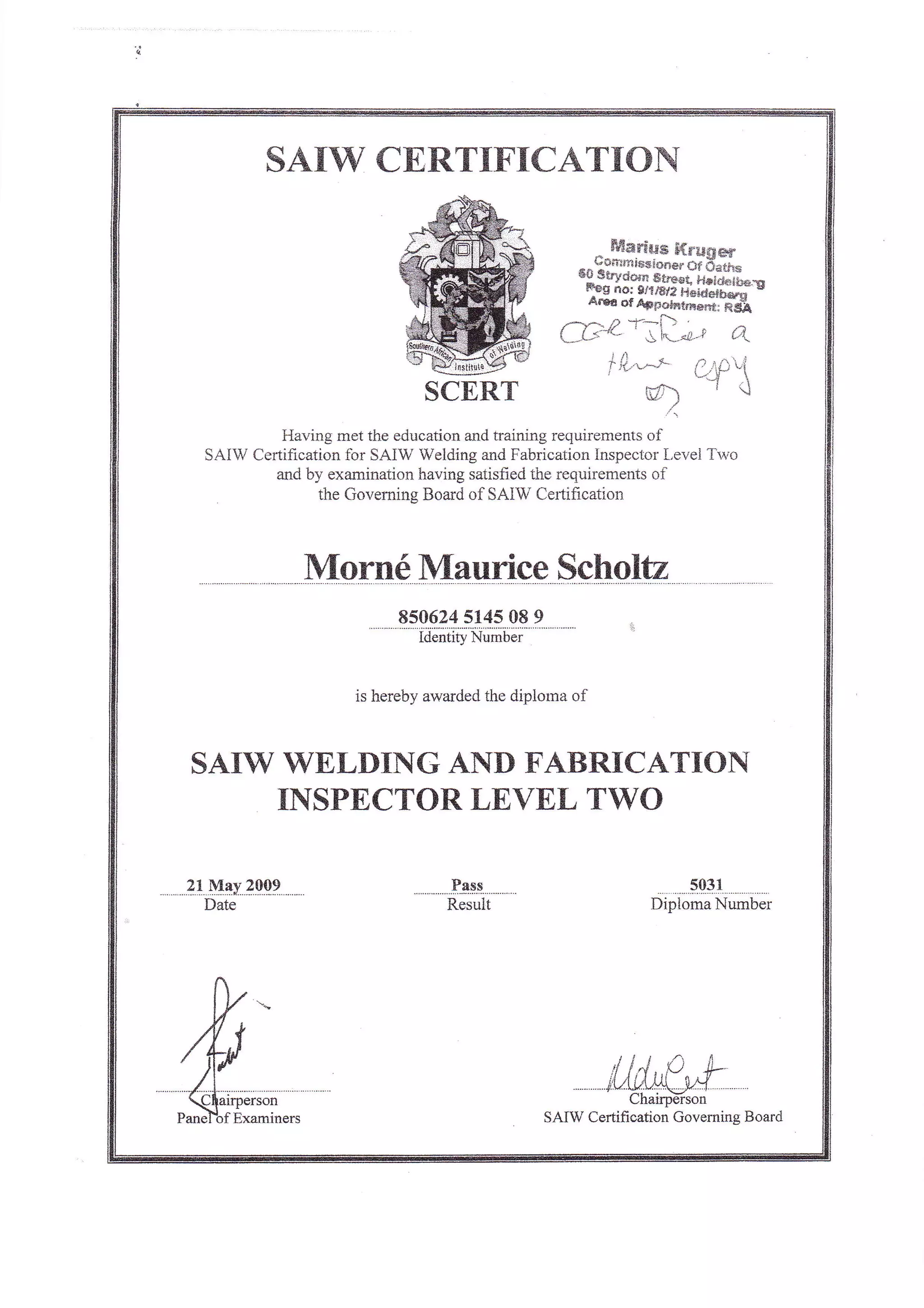 SAIW Welding and Fabrication Inspector Level 2 | PDF