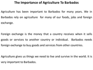 Why is agriculture important to Barbados | PPTX